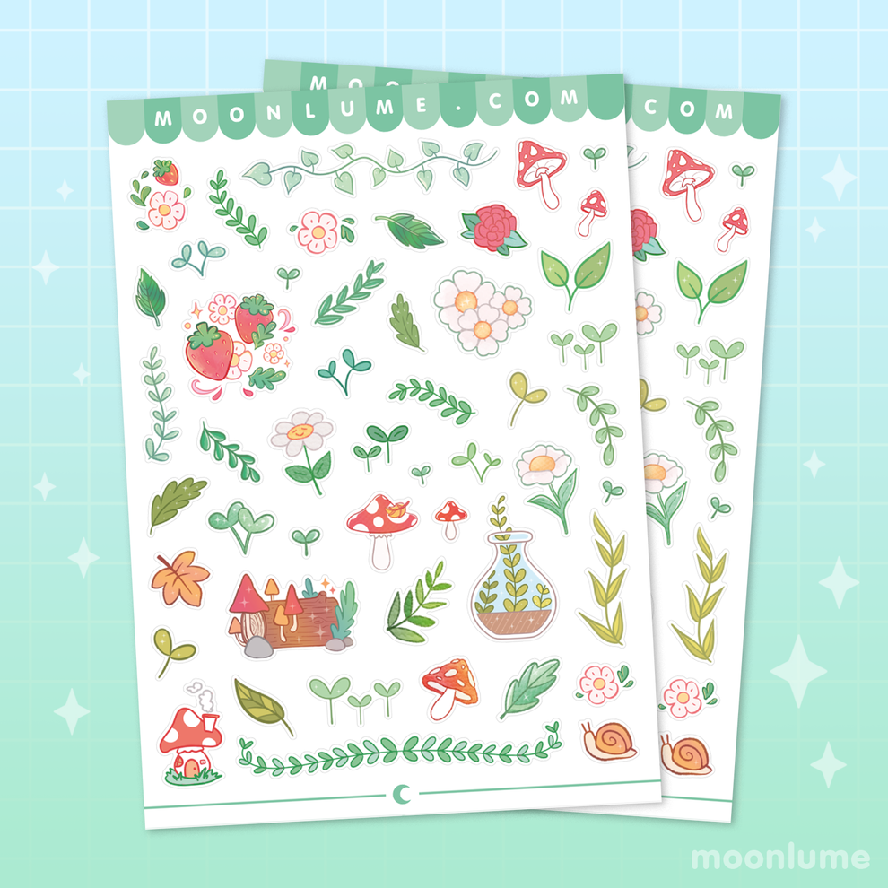 Nature mini sticker collection - matte vinyl sticker sheet – Moonlume