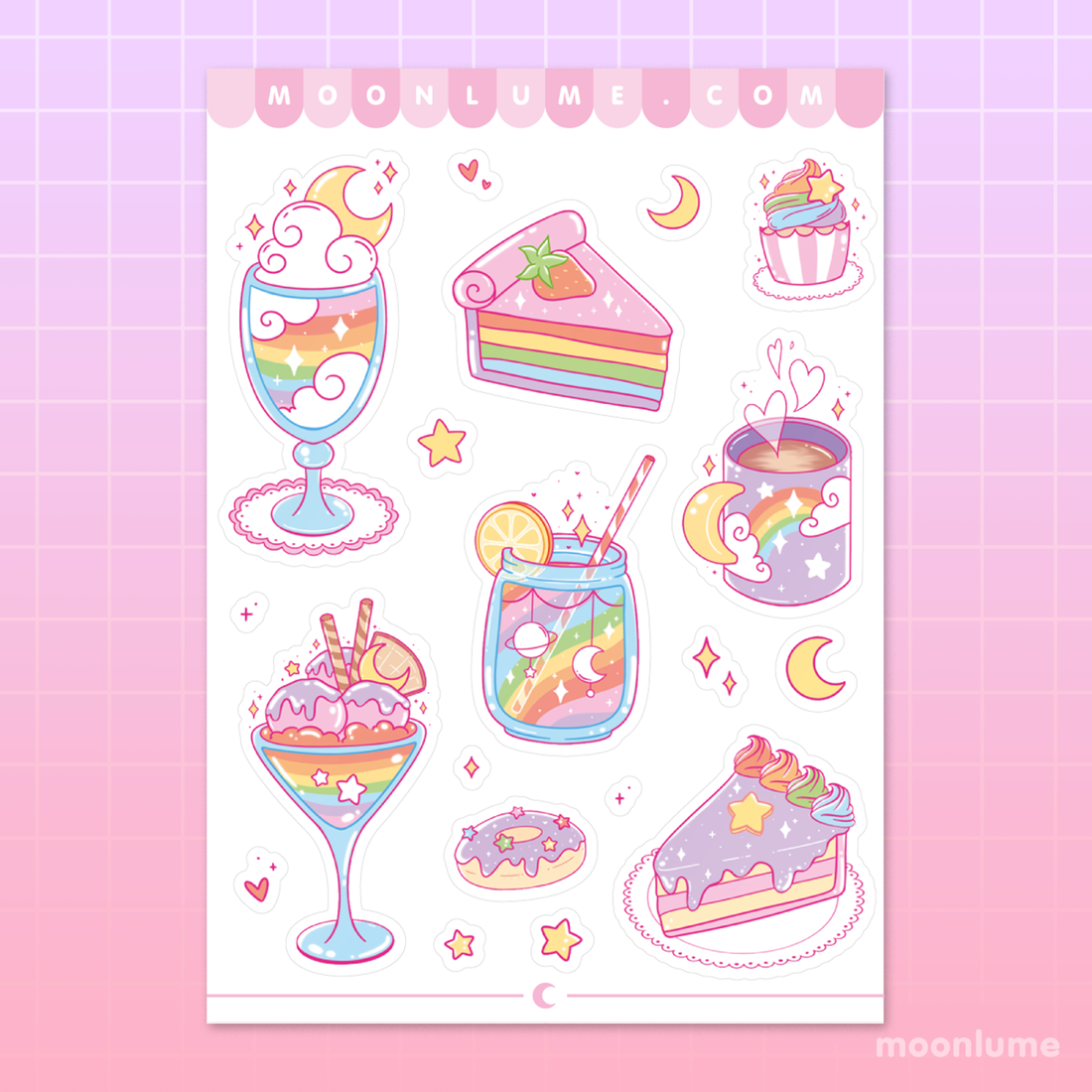 Rainbow Desserts - matte vinyl sticker sheet – Moonlume